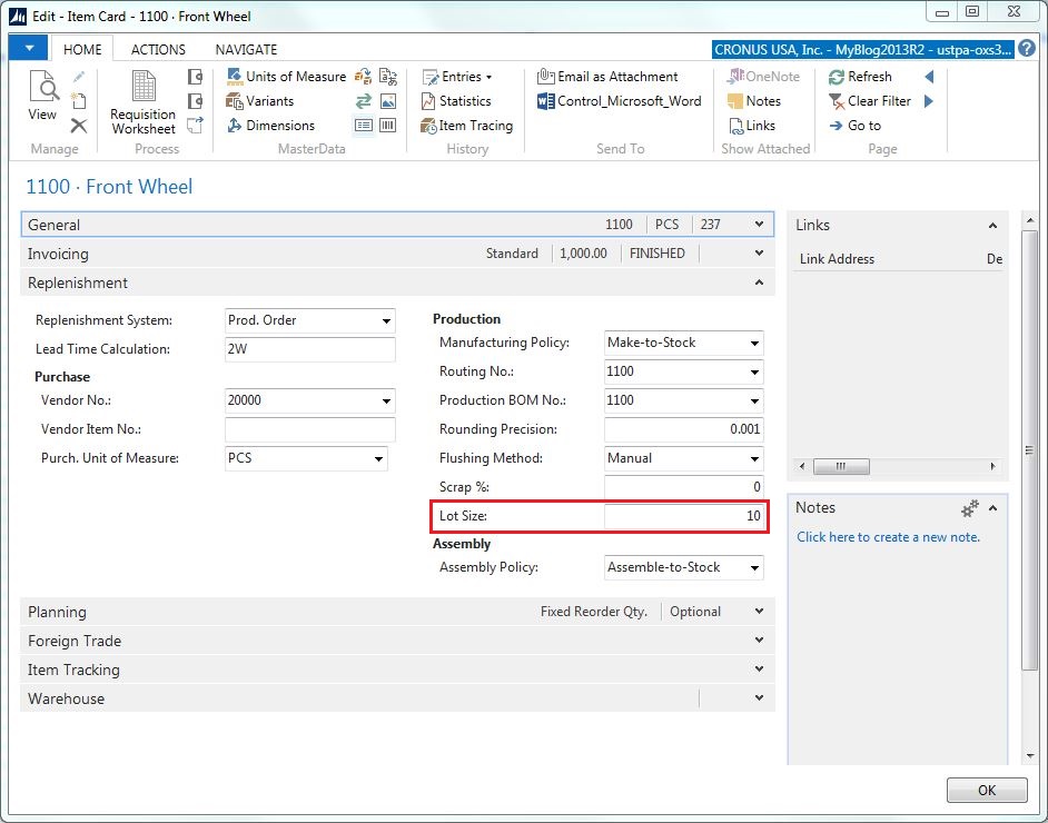 Production Lot Sizes in Microsoft Dynamics NAV | Olof Simren ...
